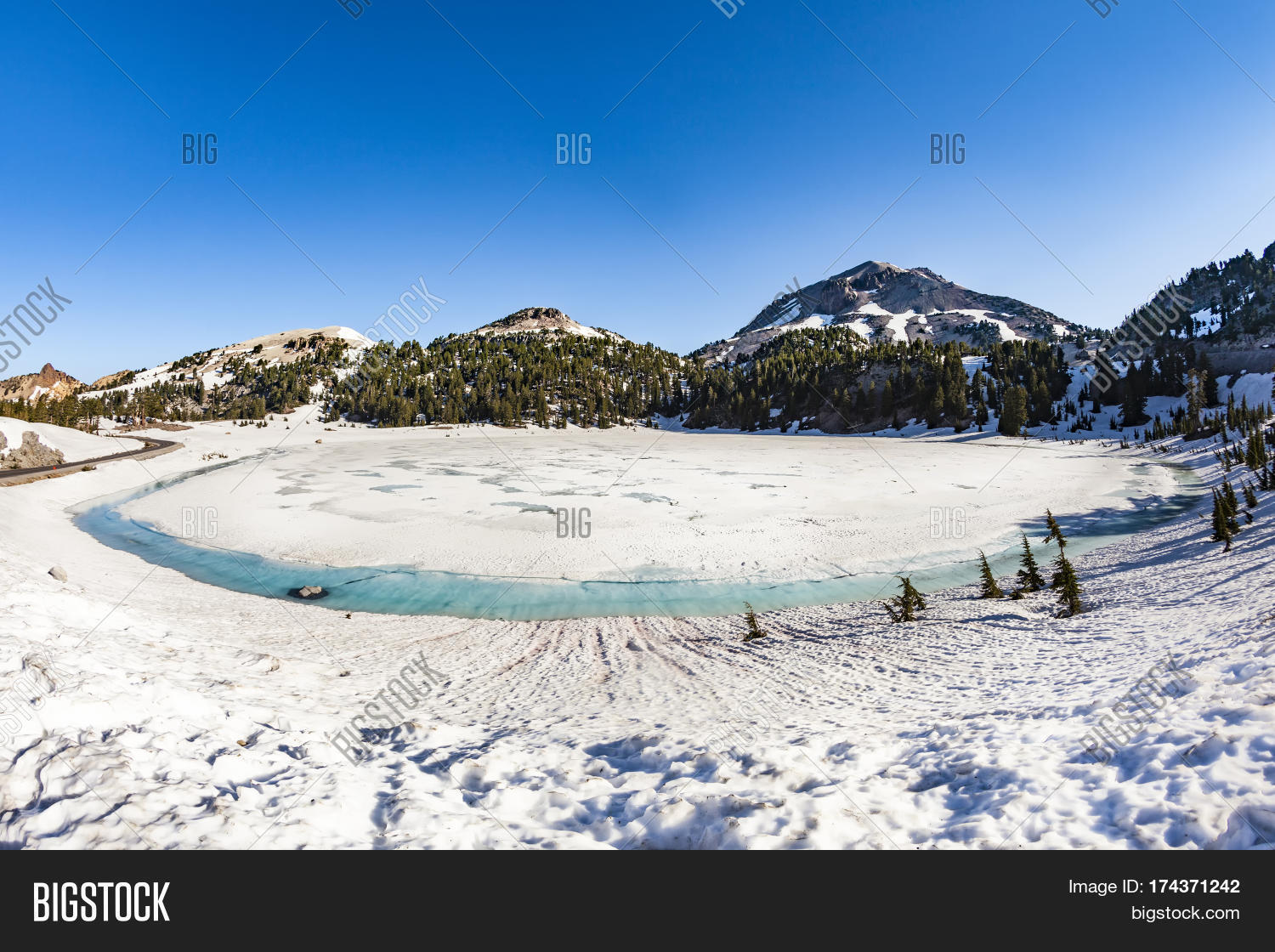 Crater Lake Snow On Image & Photo (Free Trial) | Bigstock