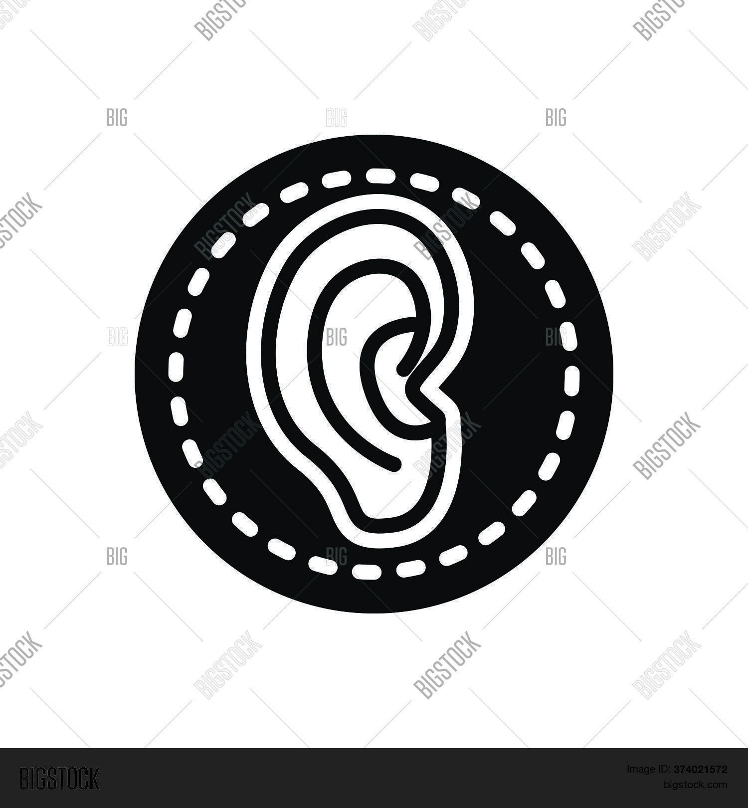 Black Solid Icon Ear Vector & Photo (Free Trial) | Bigstock