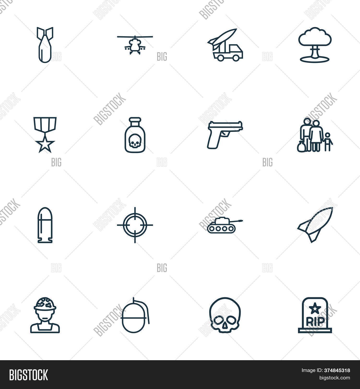 Army Icons Line Style Image & Photo (Free Trial) | Bigstock