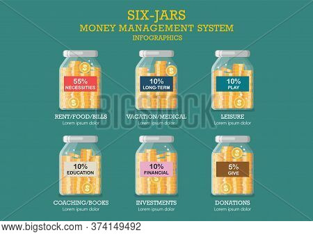 Jars Money Management Vector & Photo (Free Trial) | Bigstock