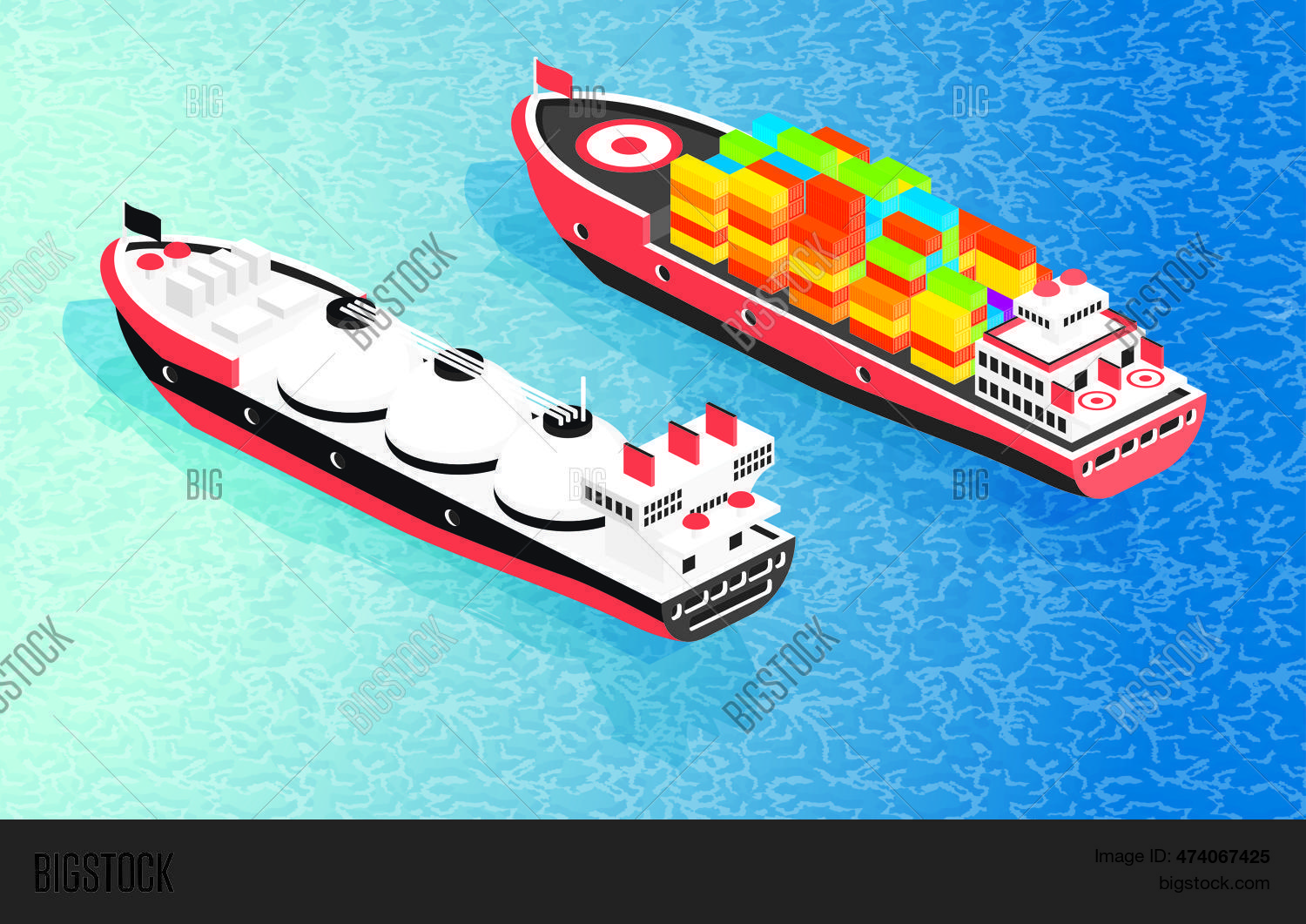 Isometric Cargo Ship Vector & Photo (Free Trial) | Bigstock