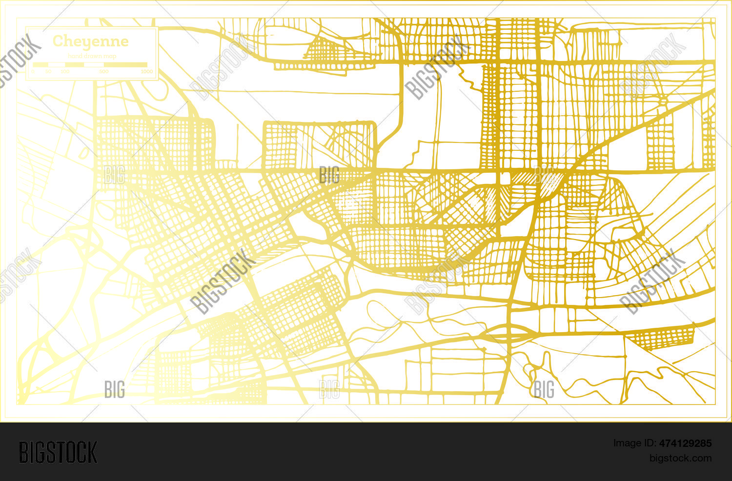 Cheyenne Usa City Map Vector & Photo (Free Trial) | Bigstock