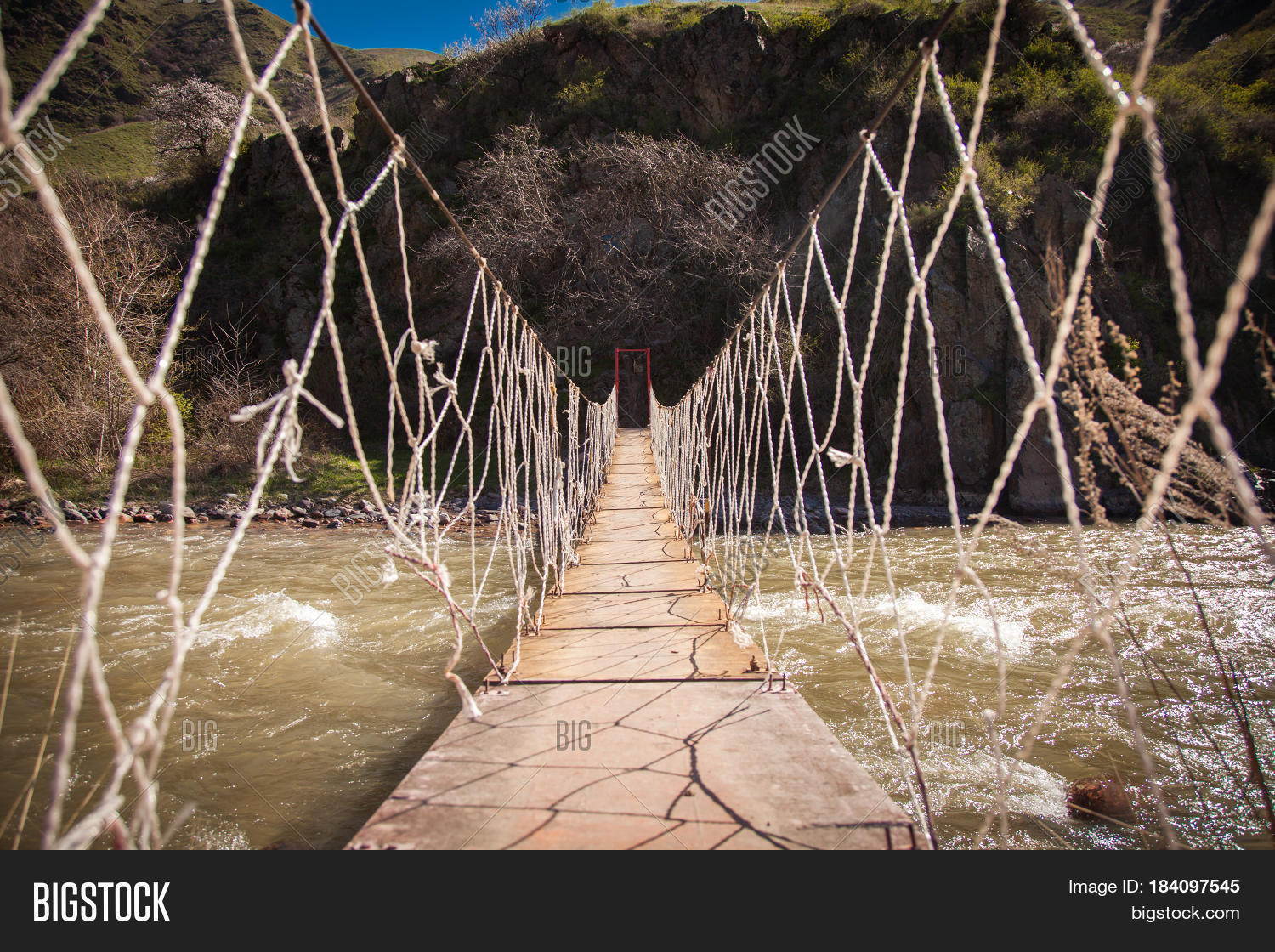 Rope Bridge Mountains Image & Photo (Free Trial) | Bigstock