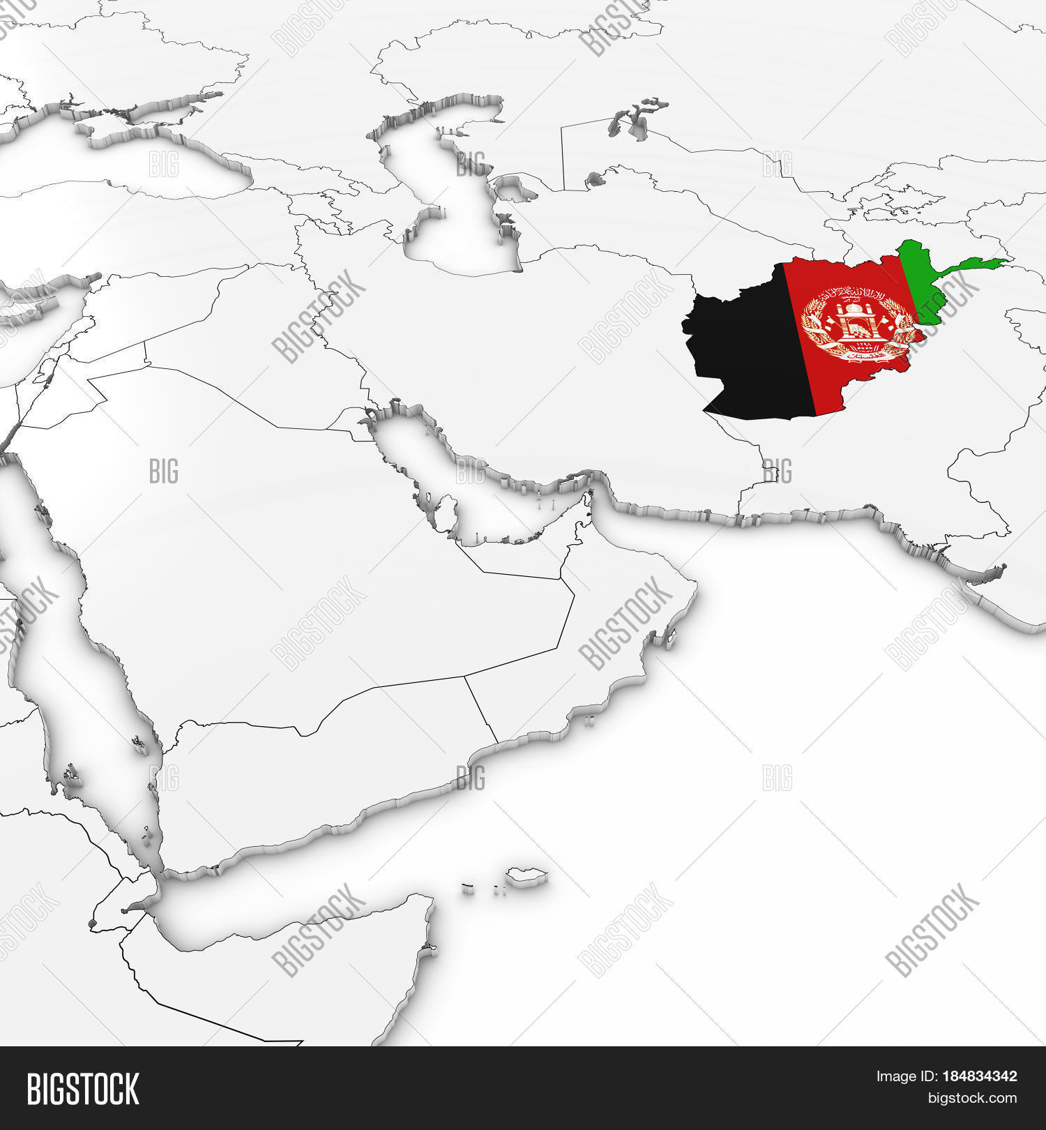 3D Map Afghanistan Image & Photo (Free Trial) | Bigstock