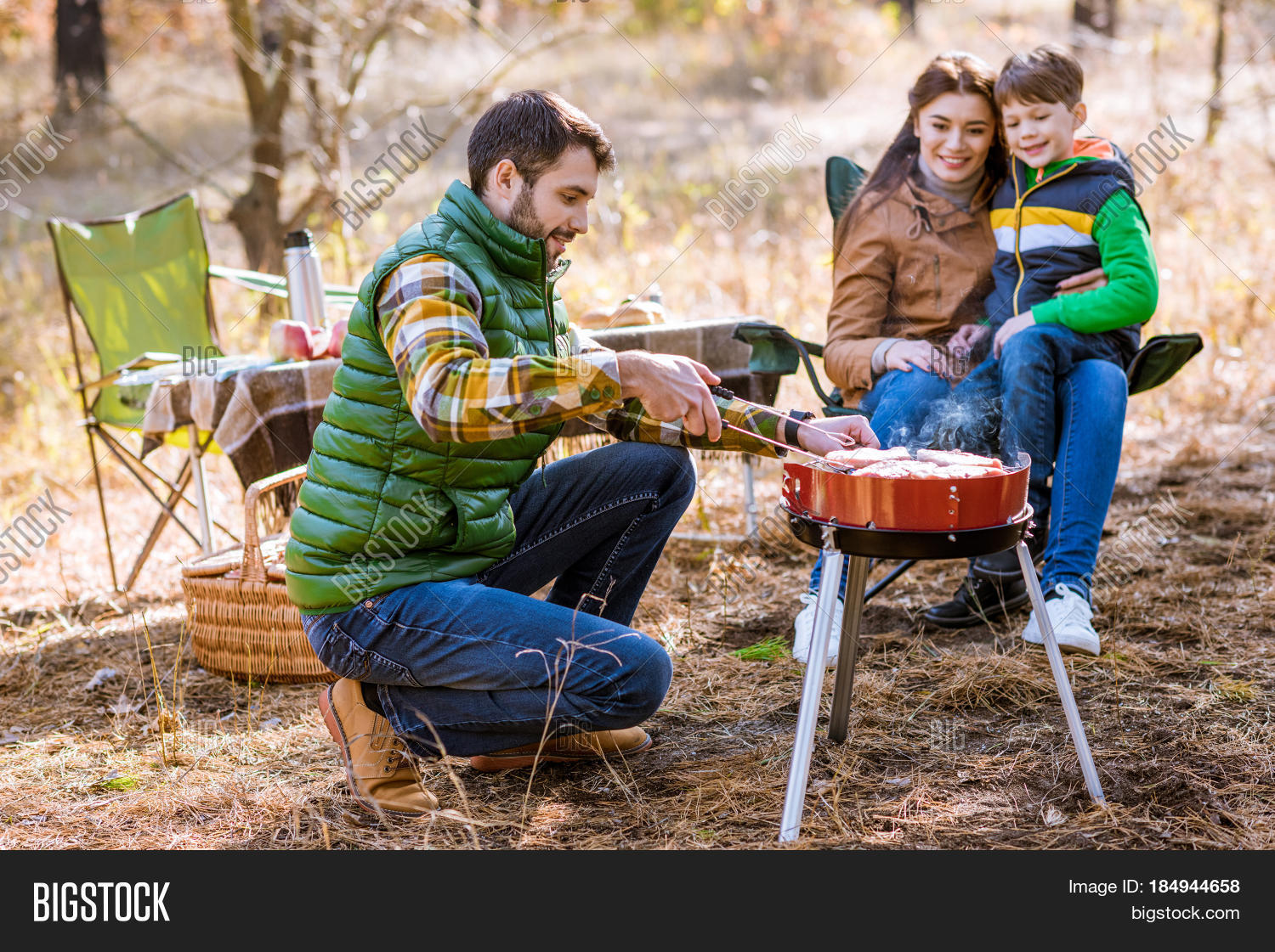 Family Grilling Meat Image & Photo (Free Trial) | Bigstock
