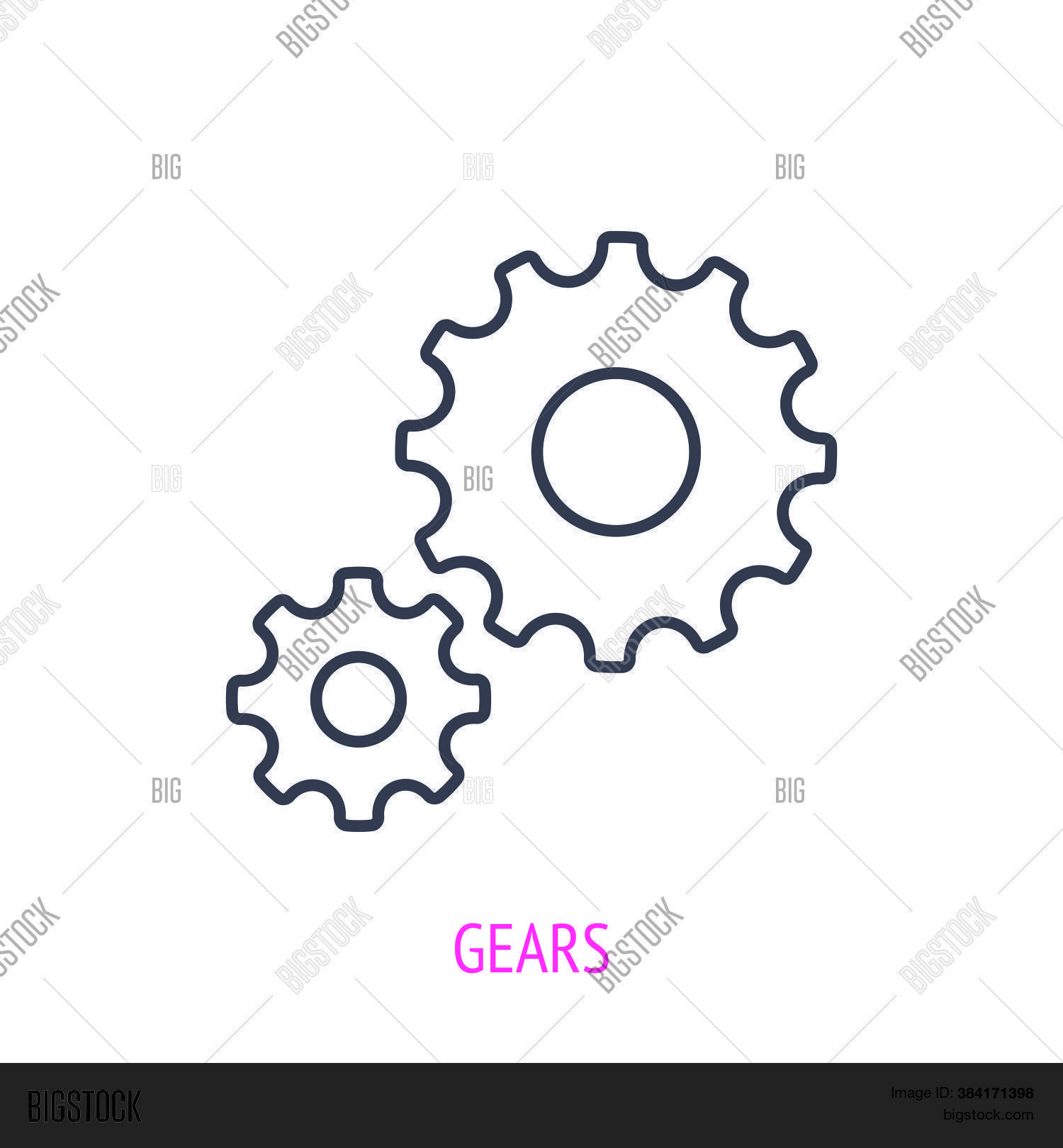 Two Gears Outline Vector & Photo (Free Trial) | Bigstock