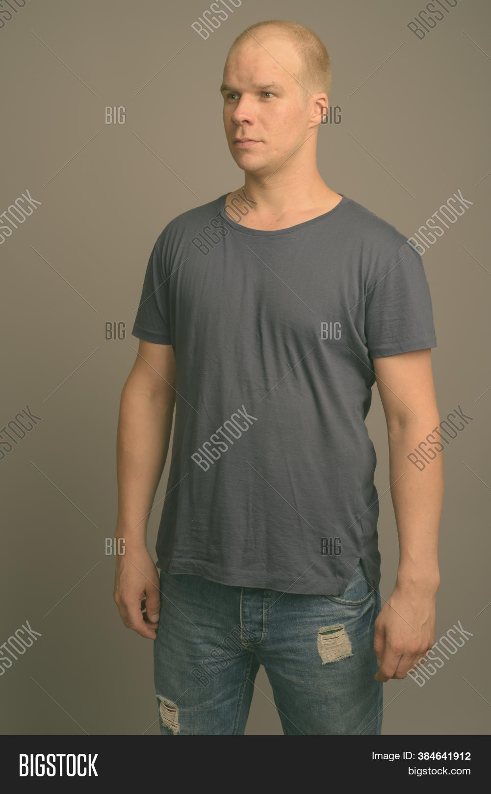 Bald Man Wearing Blue Image & Photo (Free Trial) | Bigstock