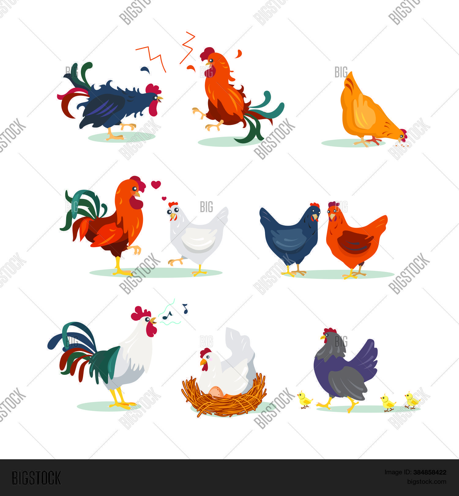 Various Hens Roosters Vector & Photo (Free Trial) | Bigstock