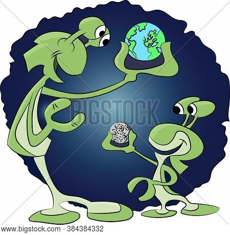 Two Cartoon Aliens Vector & Photo (Free Trial) | Bigstock
