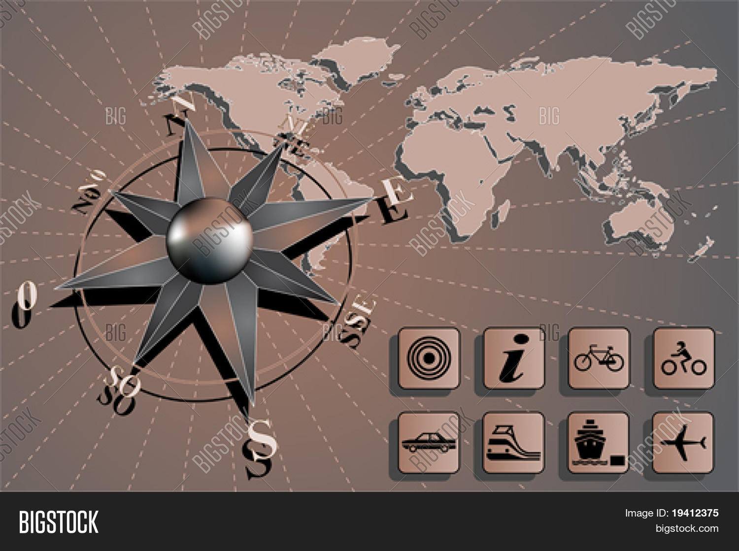 World Map Compass Vector & Photo (Free Trial) | Bigstock