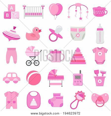 Baby Girl Icons Set. Vector & Photo (Free Trial) | Bigstock