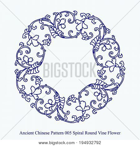 Ancient Chinese Pattern Of Spiral Round Vine Flower - Stock Image ...