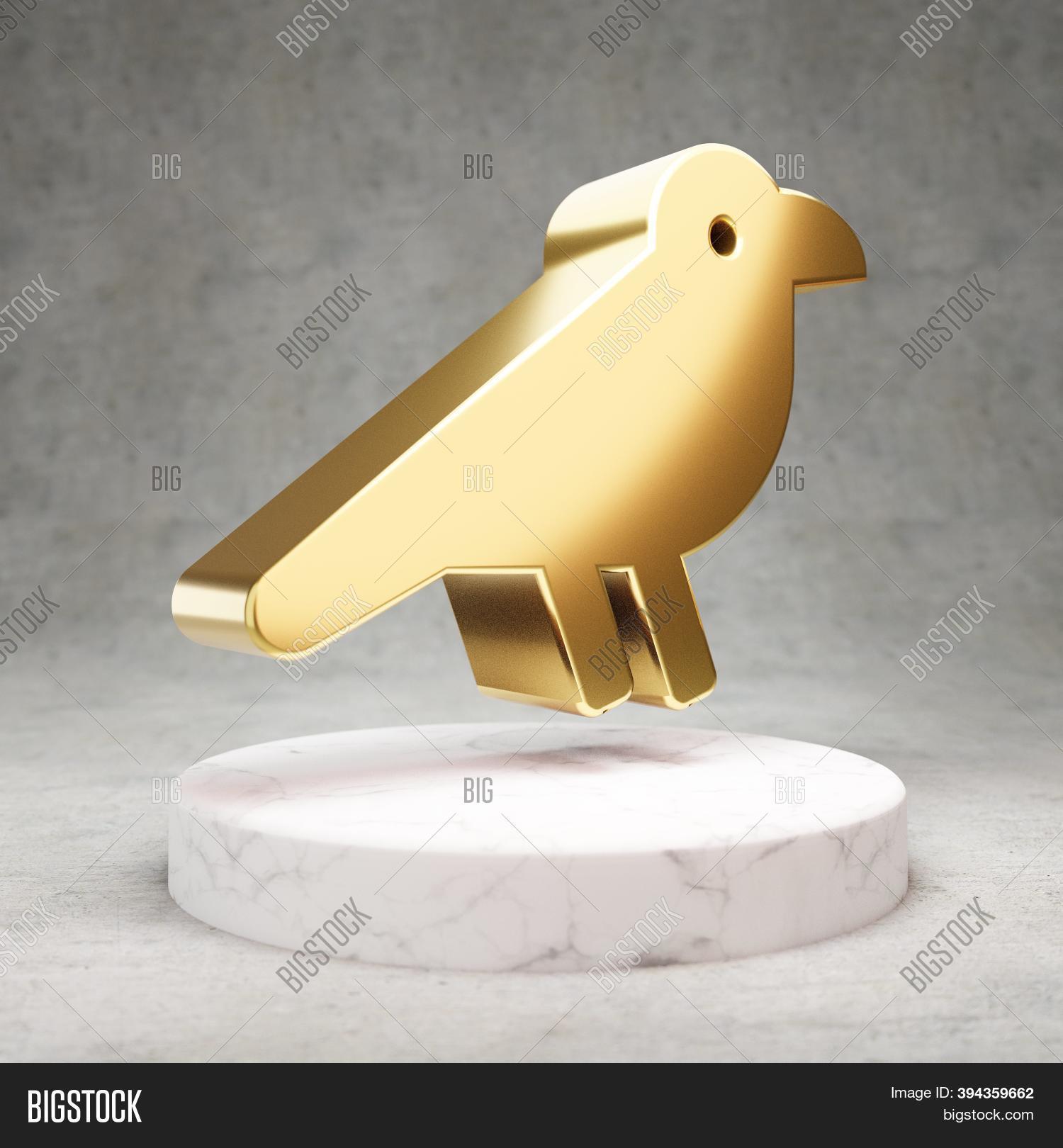 Crow Icon. Gold Glossy Image & Photo (Free Trial) | Bigstock