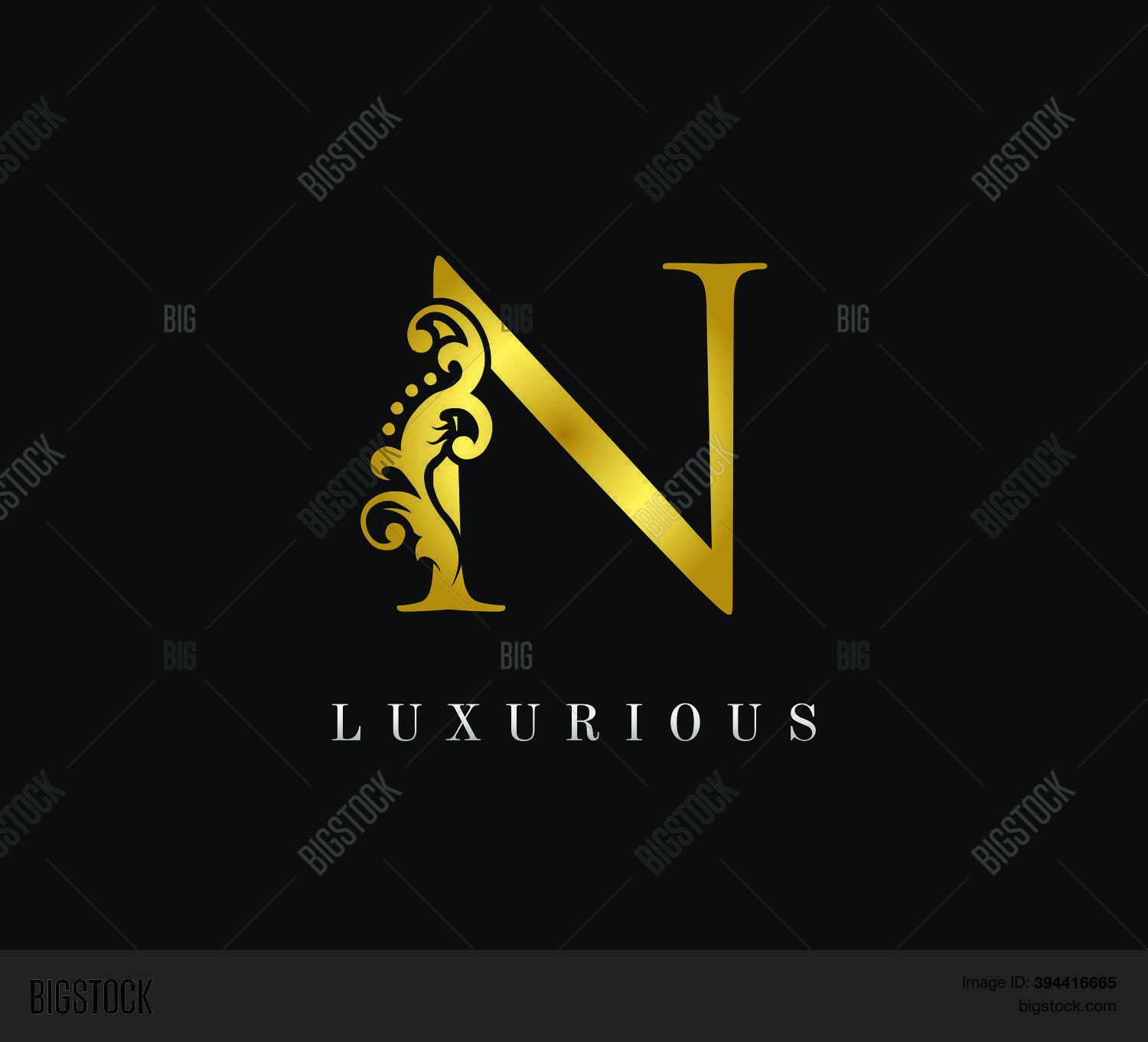 Golden N Luxury Logo Vector & Photo (Free Trial) | Bigstock