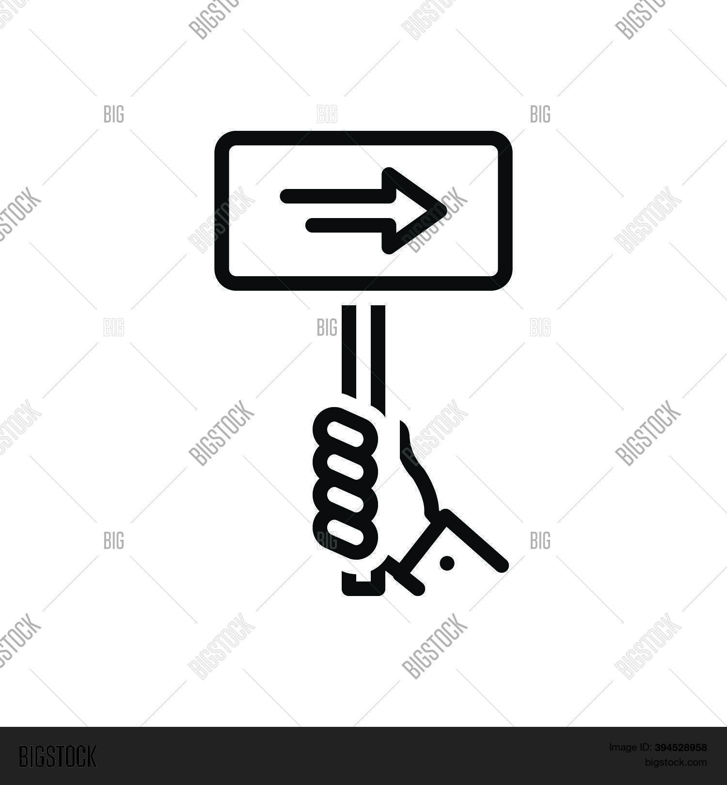 Black Line Icon Sign Vector & Photo (Free Trial) | Bigstock