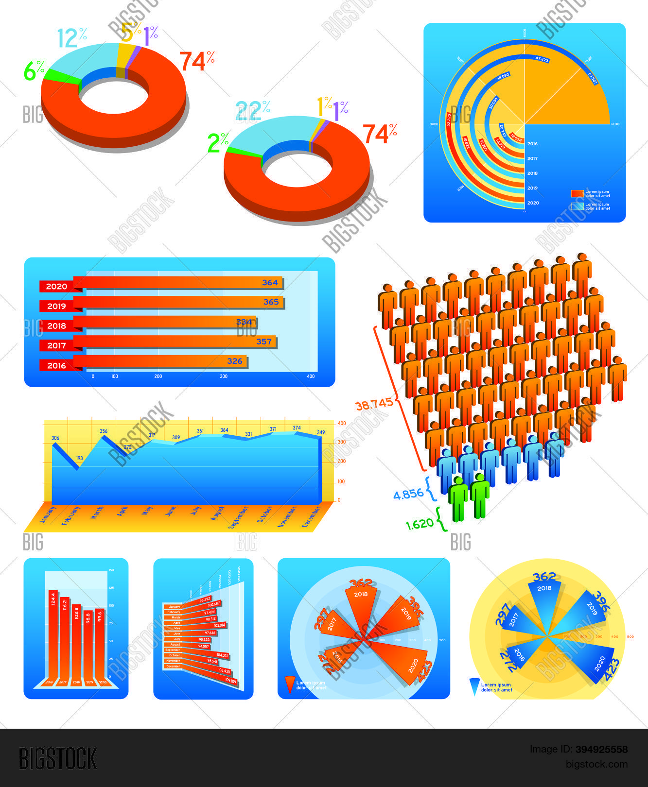 Set Modern Charts Vector & Photo (Free Trial) | Bigstock