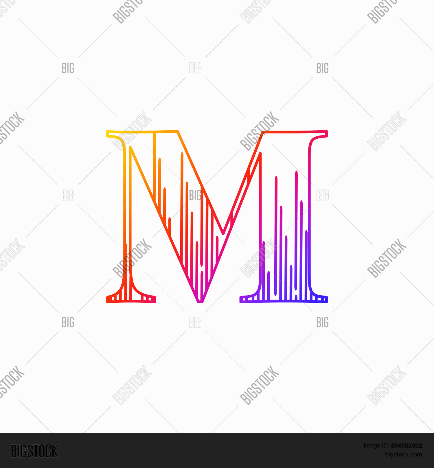 M Letter Striped Vector & Photo (Free Trial) | Bigstock