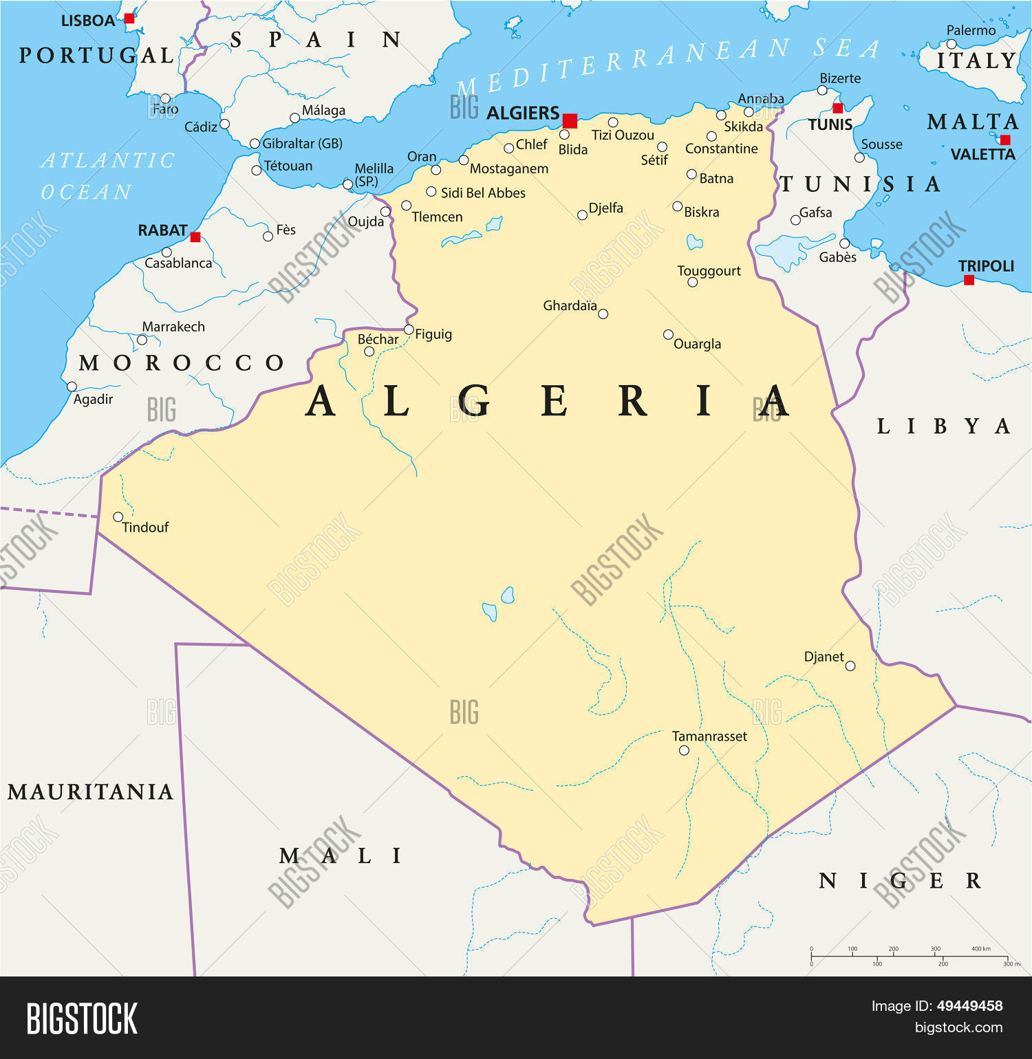 Algeria Political Map Vector & Photo (Free Trial) | Bigstock
