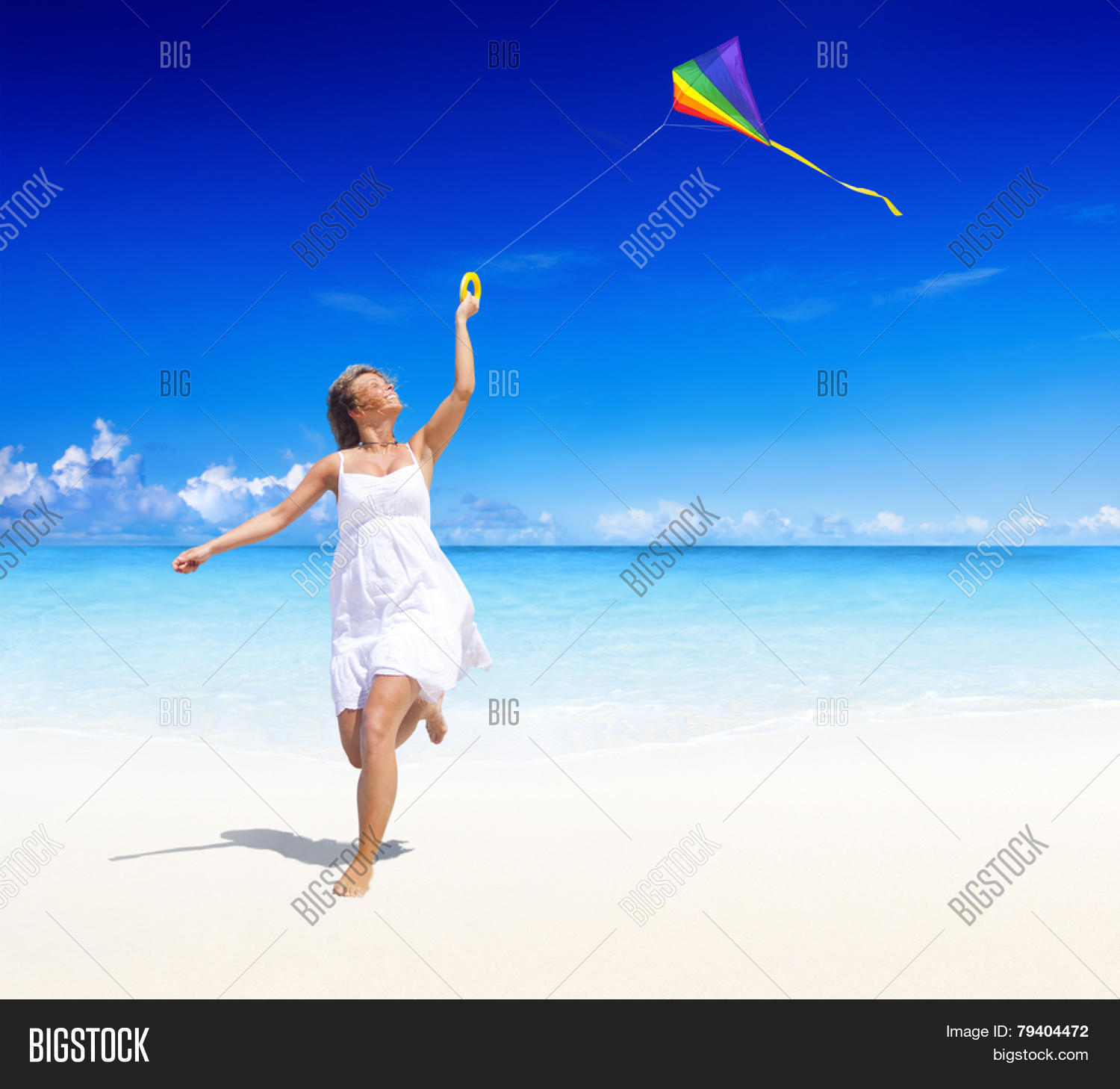 Woman Flying Kite On Image & Photo (Free Trial) | Bigstock