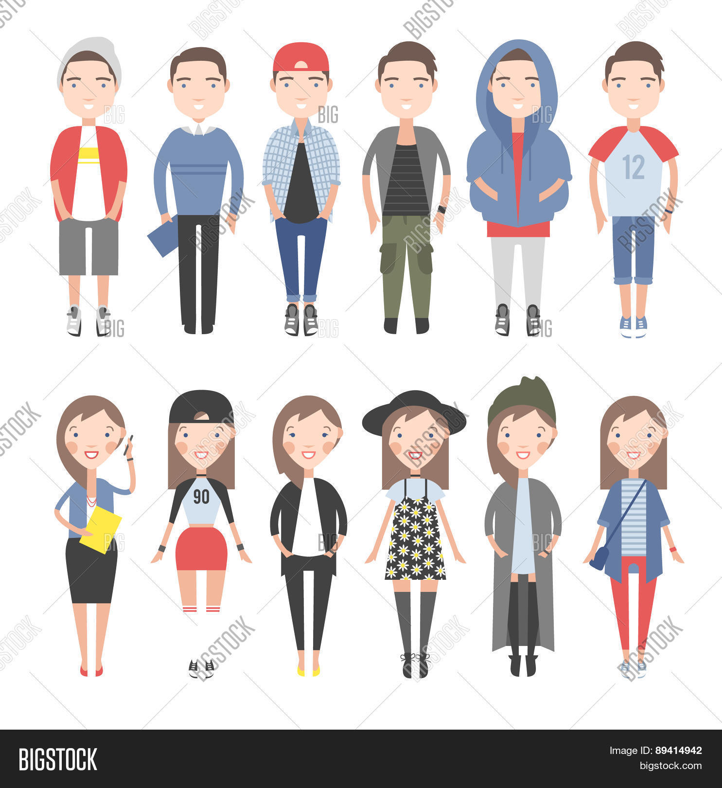 Girls Boys Casual Vector & Photo (Free Trial) | Bigstock