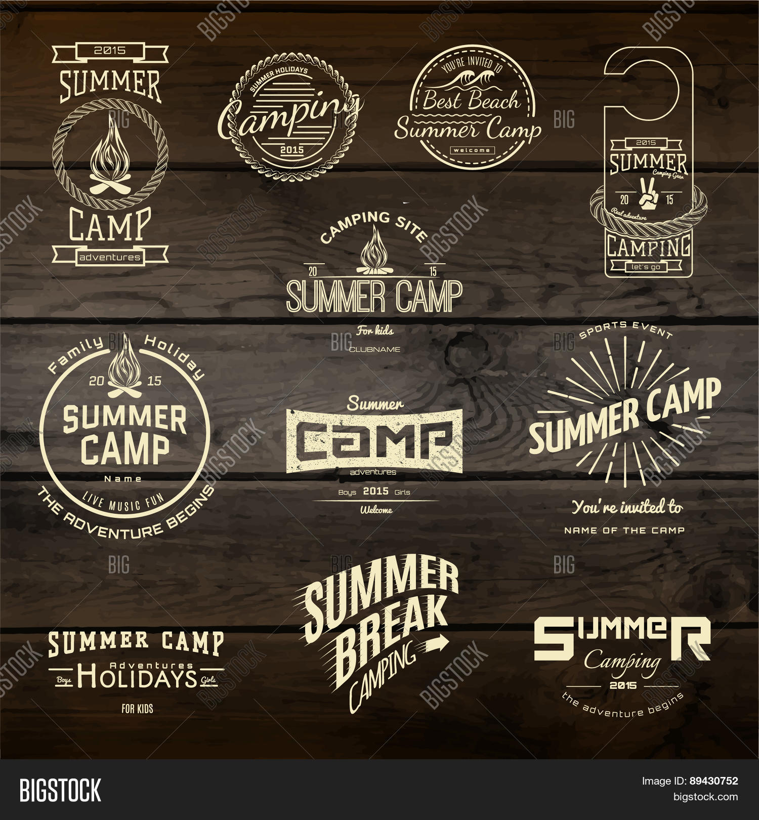 Summer Camp Badges Vector & Photo (Free Trial) | Bigstock