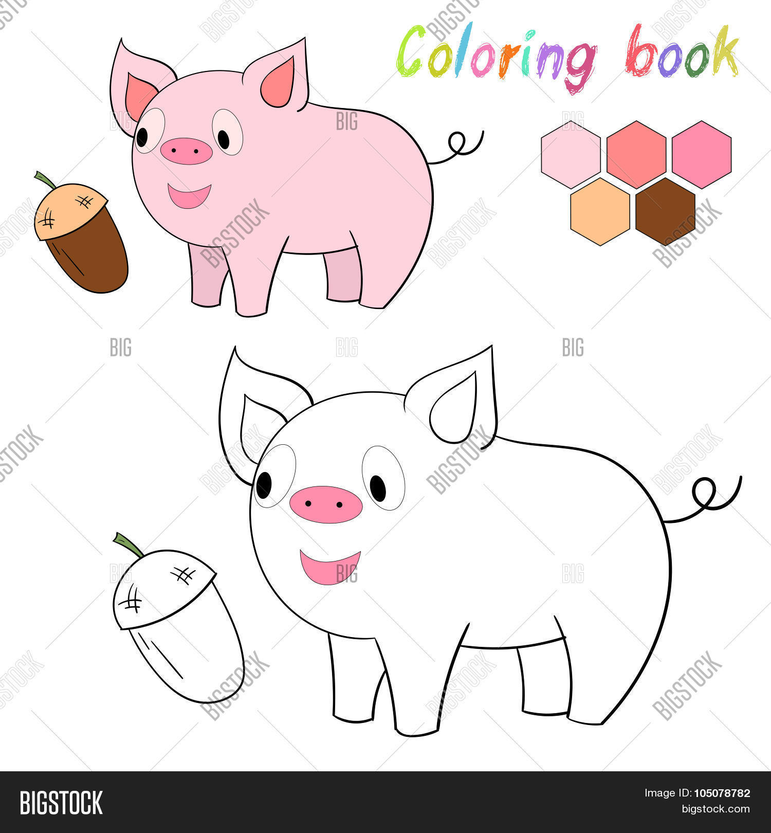 Coloring Book Pig Vector & Photo (Free Trial) | Bigstock