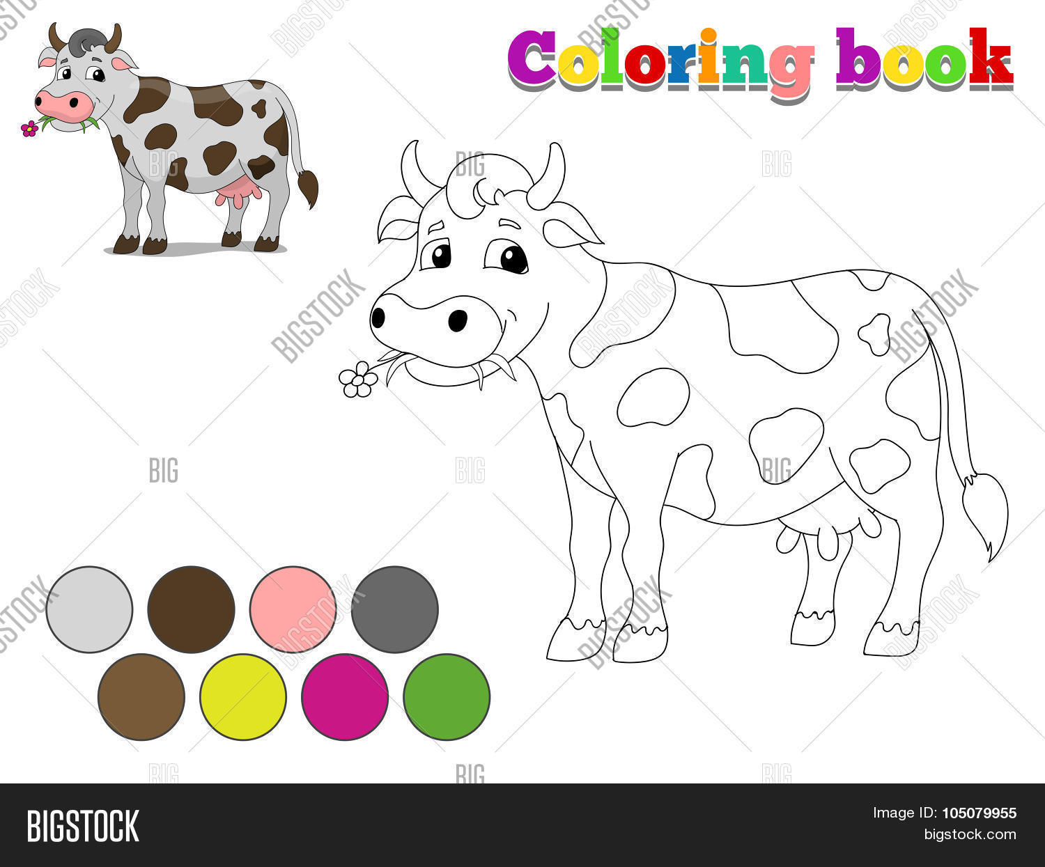 Coloring Book Cow Vector & Photo (Free Trial) | Bigstock
