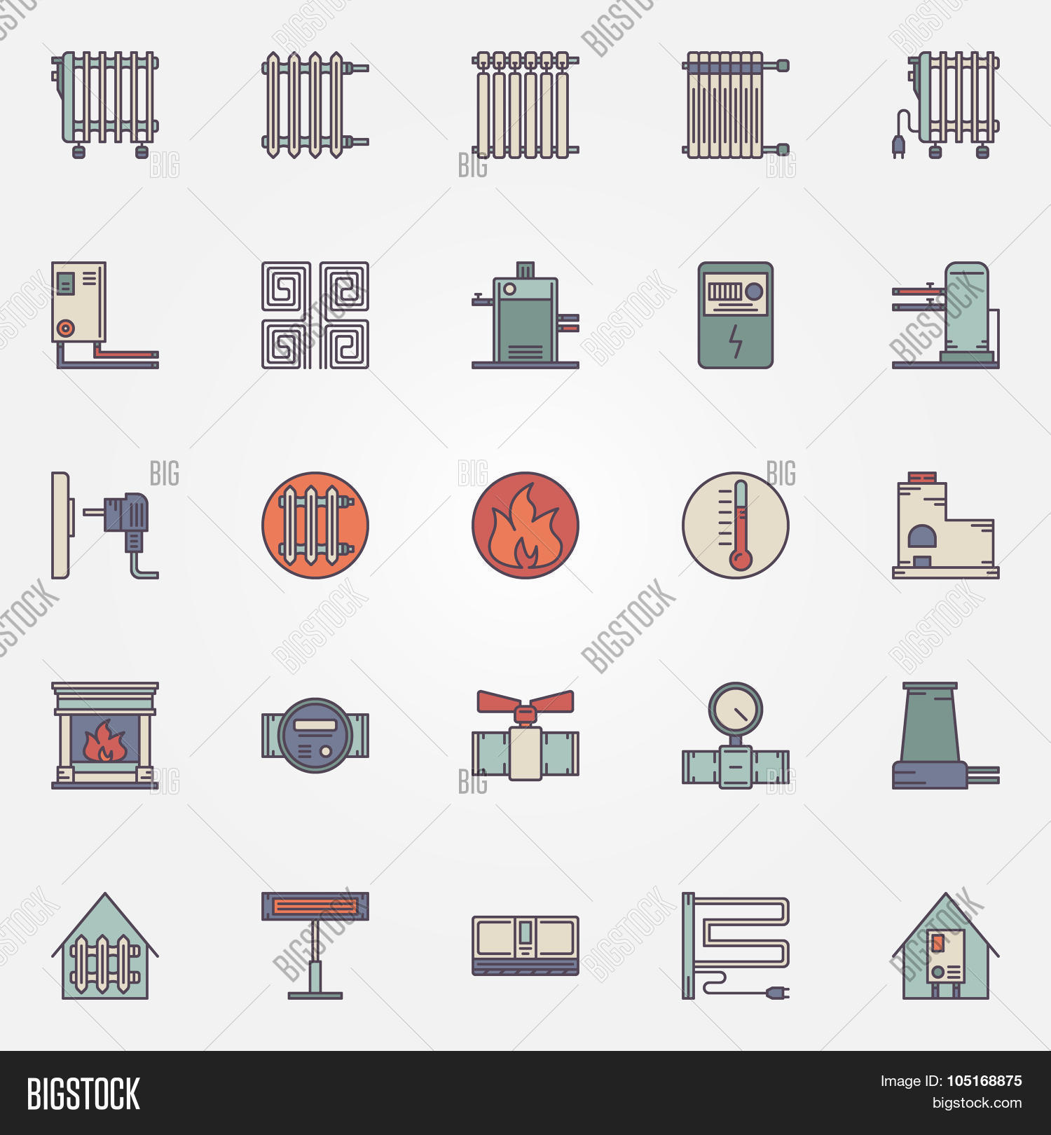 Heating Flat Icons Vector & Photo (Free Trial) | Bigstock