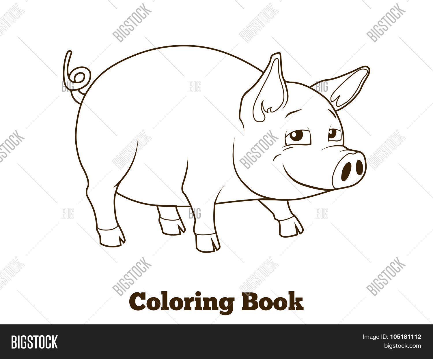 Coloring Book Pig Vector & Photo (Free Trial) | Bigstock