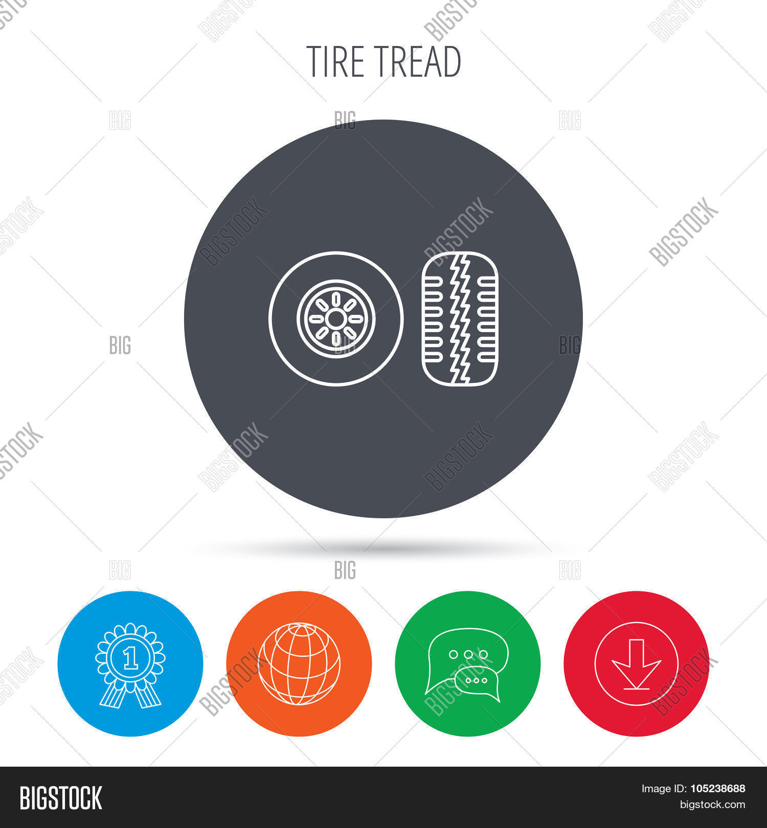 Tire Tread Icon. Car Vector & Photo (Free Trial) | Bigstock
