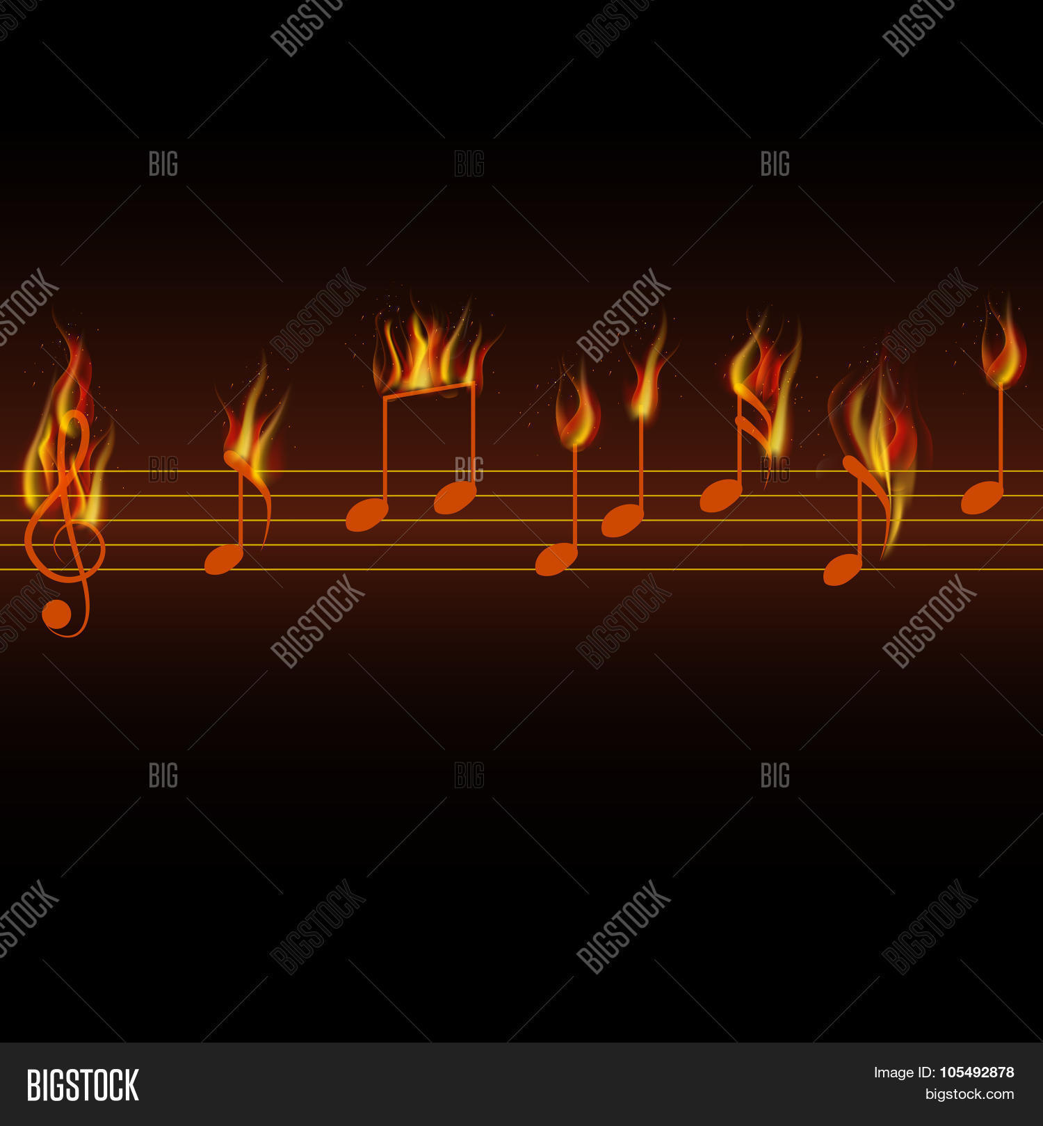 Fire Burning Musical Vector & Photo (Free Trial) | Bigstock