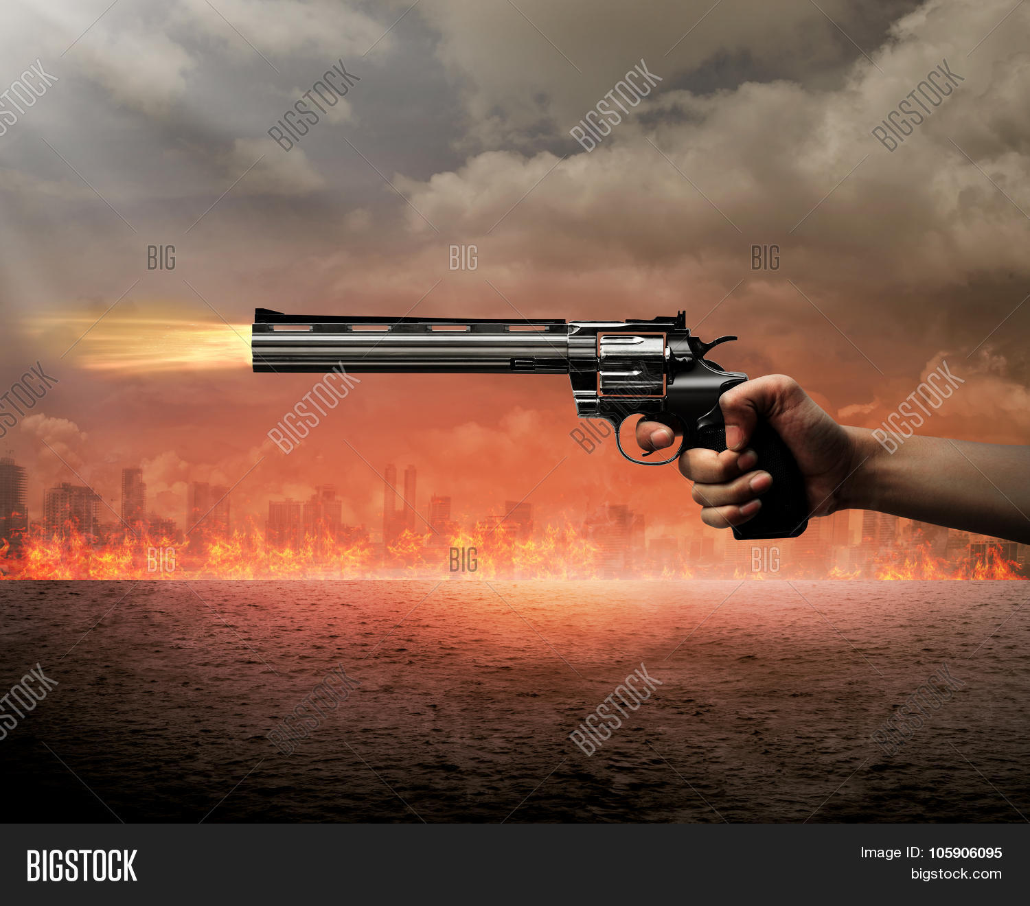 Man Aiming Gun Burn Image & Photo (Free Trial) | Bigstock