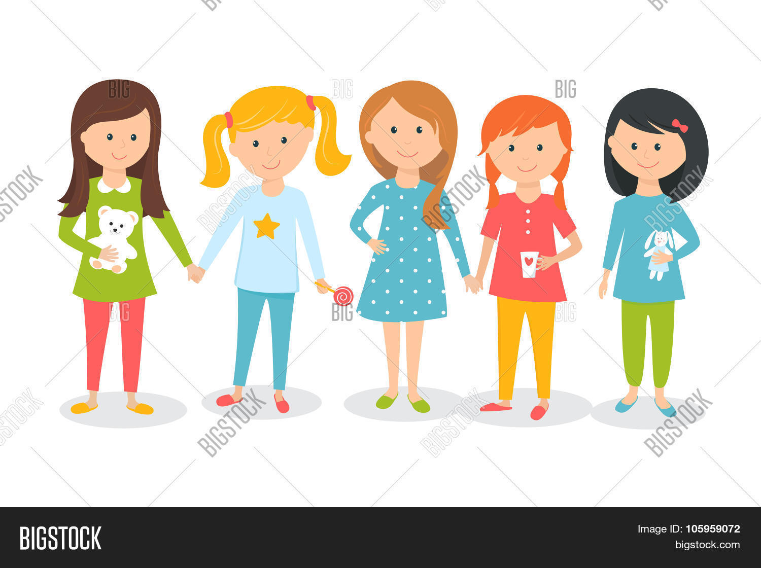 Girls Wearing Pajamas Vector & Photo (Free Trial) | Bigstock