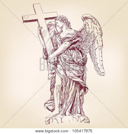 Angel Holding Cross Vector & Photo (Free Trial) | Bigstock