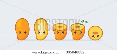 Mango Cute Kawaii Vector & Photo (Free Trial) | Bigstock