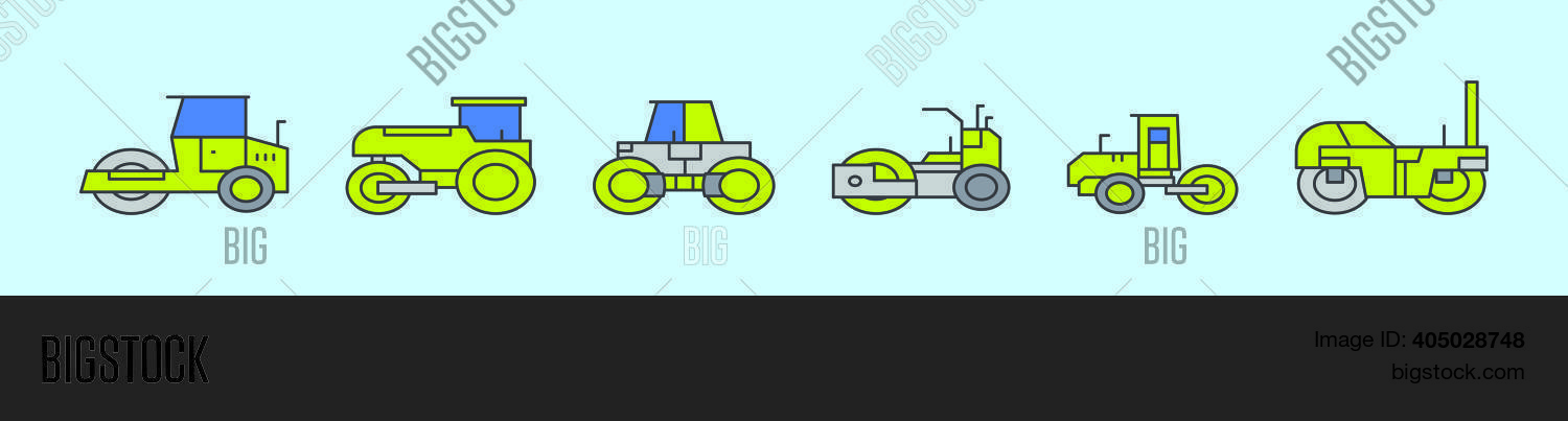 Set Steam Roller Vector & Photo (Free Trial) | Bigstock