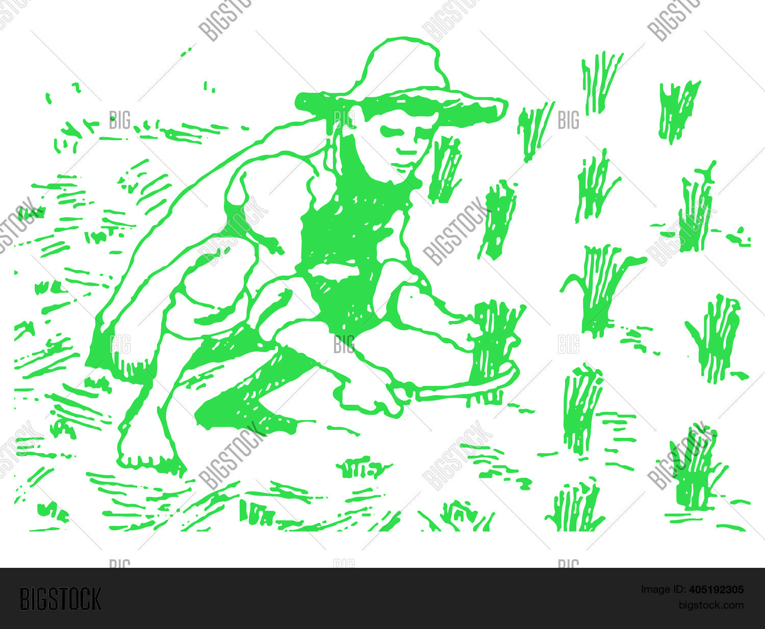 Sketch Farmer Working Vector & Photo (Free Trial) | Bigstock