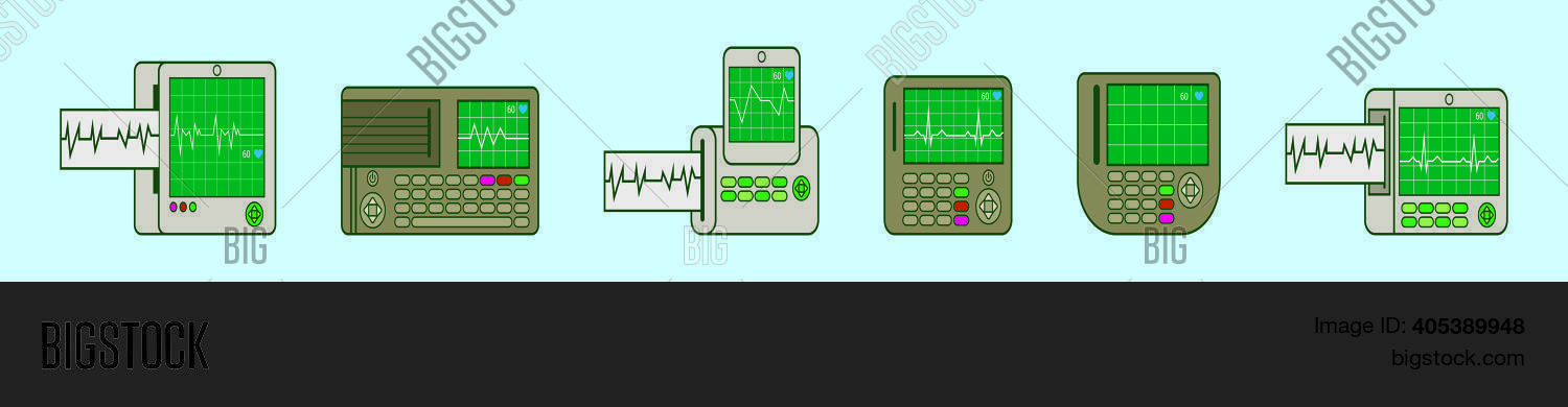Set Ekg Machine Vector & Photo (Free Trial) | Bigstock