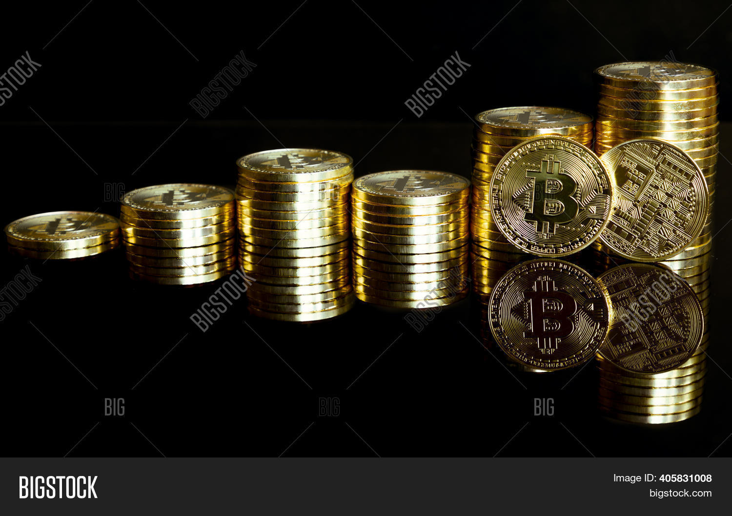 Golden Bitcoins Image & Photo (Free Trial) | Bigstock