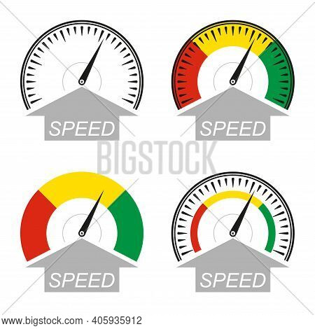Speedometer Icon Set Vector & Photo (Free Trial) | Bigstock