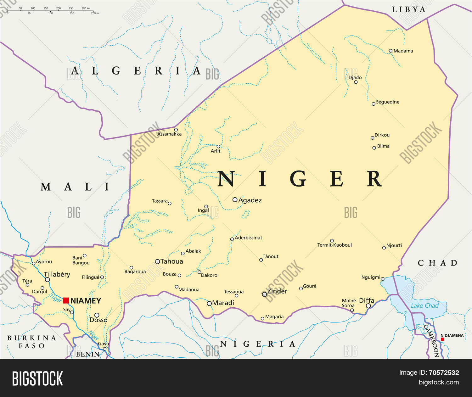 Niger Political Map Vector & Photo (Free Trial) | Bigstock
