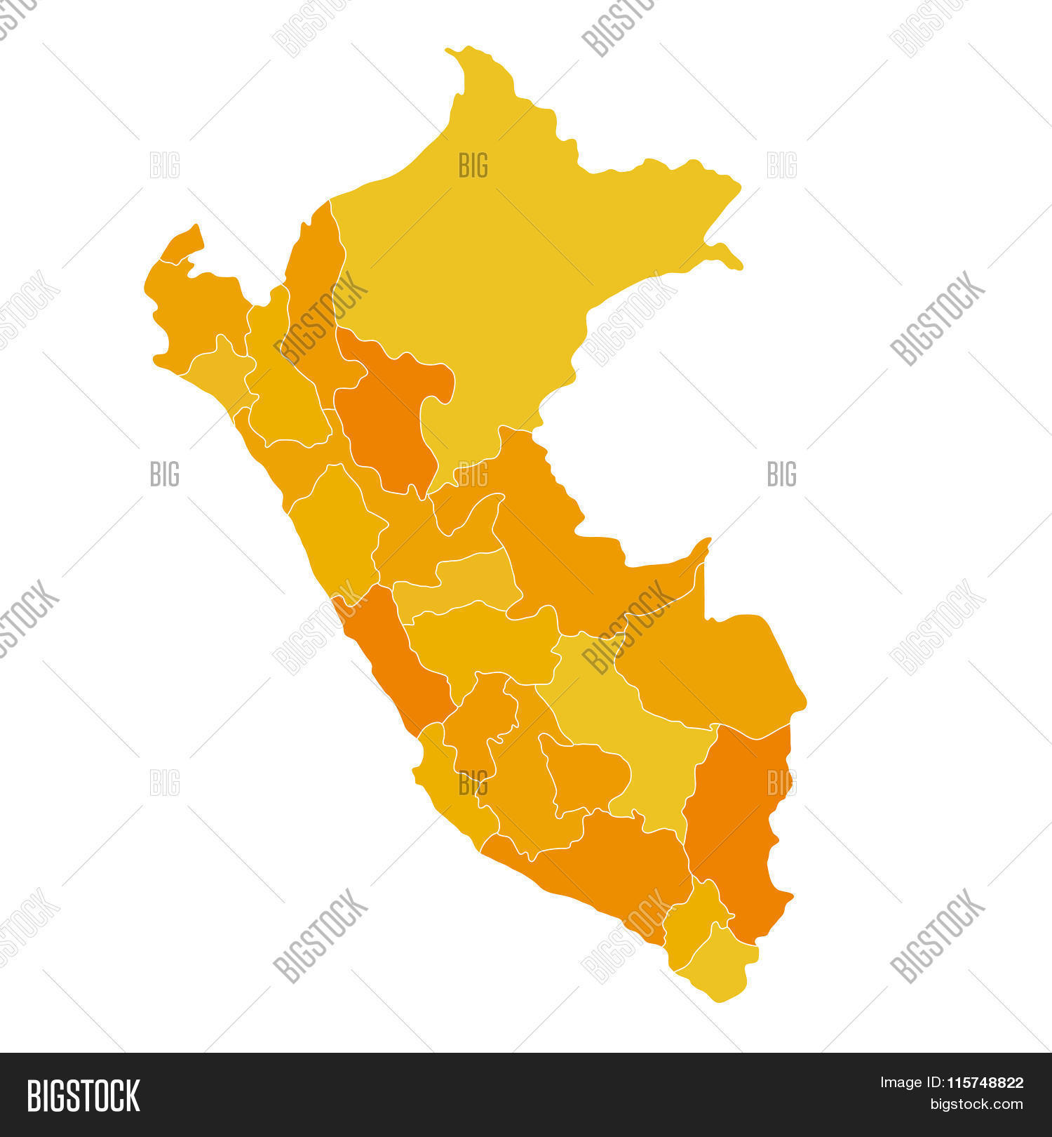Regions Map Peru Vector & Photo (Free Trial) | Bigstock