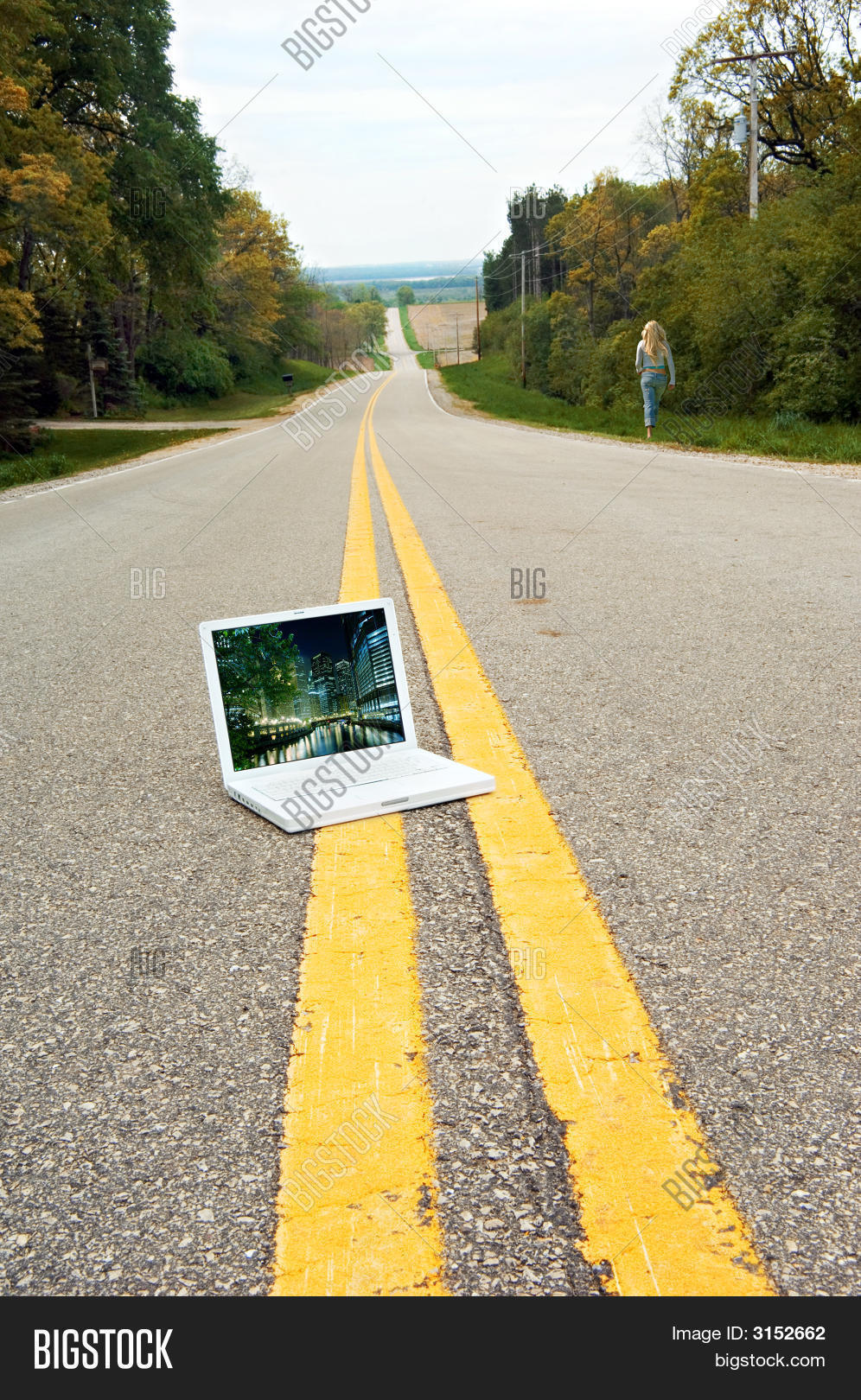 Laptop Road Woman Image & Photo (Free Trial) | Bigstock