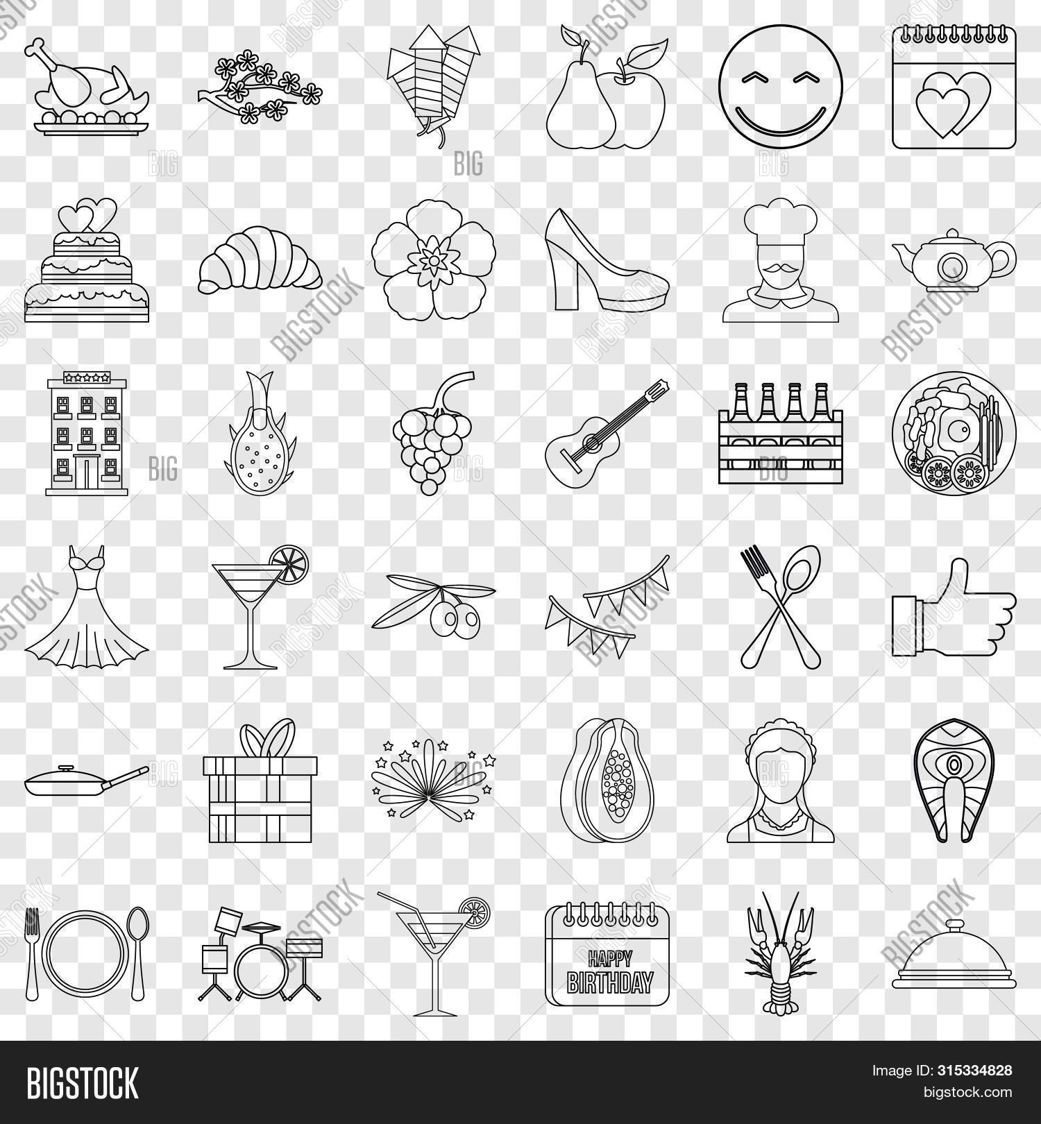 Party Food Icons Set. Image & Photo (Free Trial) | Bigstock