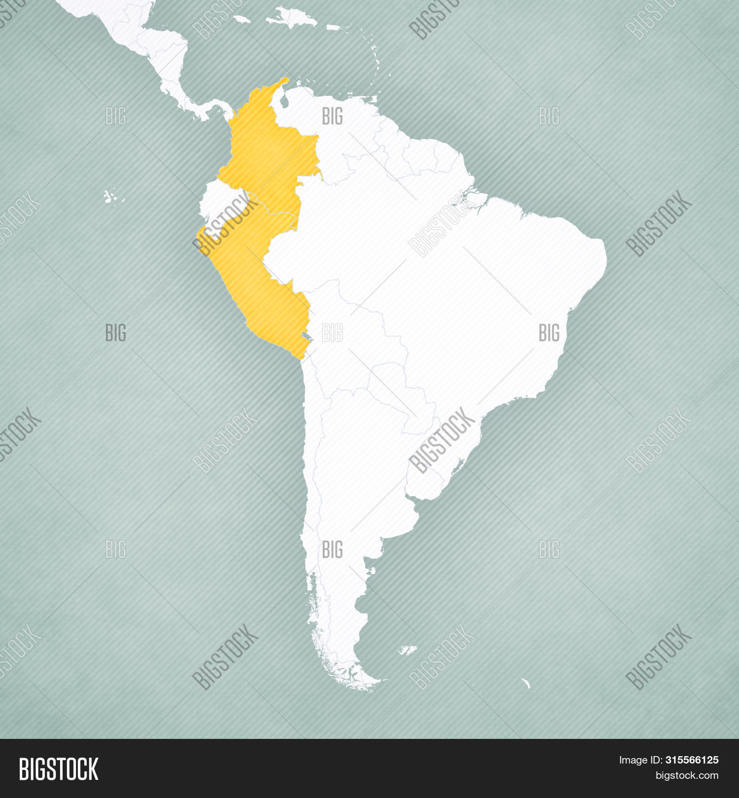 Colombia Peru On Map Image & Photo (Free Trial) | Bigstock