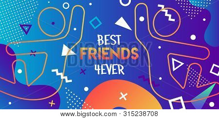 Best Friend Forever Retro 90s Style Illustration For Friendship Day ...