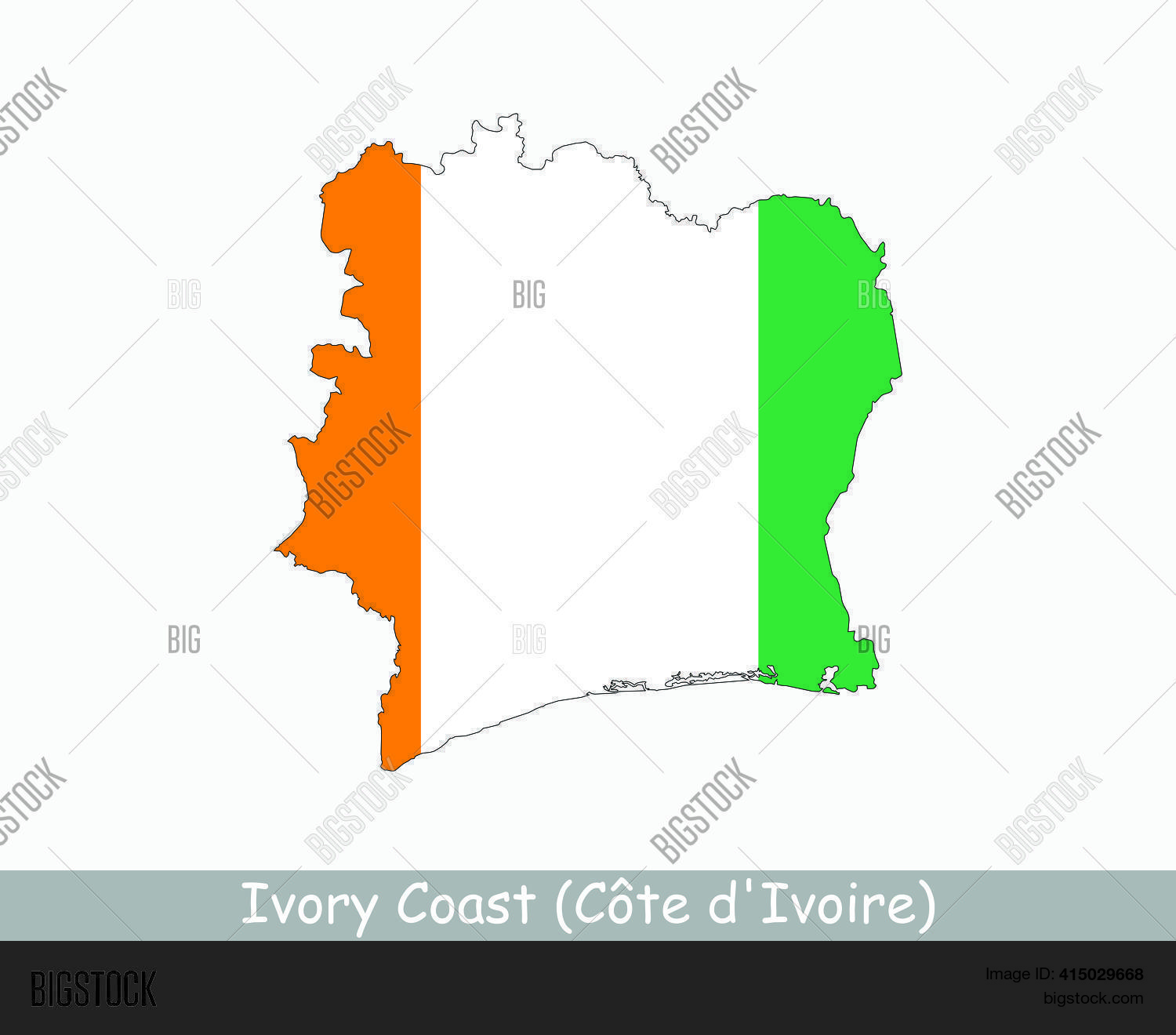 Ivory Coast Map Flag Vector & Photo (Free Trial) | Bigstock