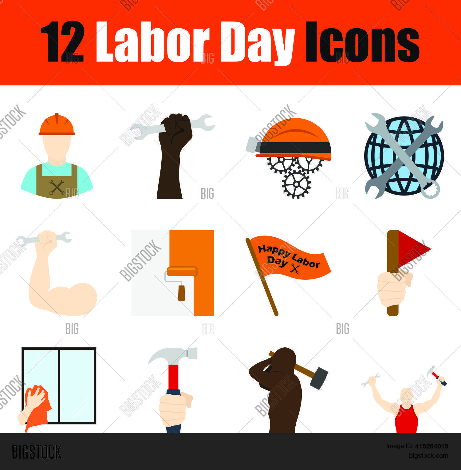 Labor Day Icon Set. Vector & Photo (Free Trial) | Bigstock