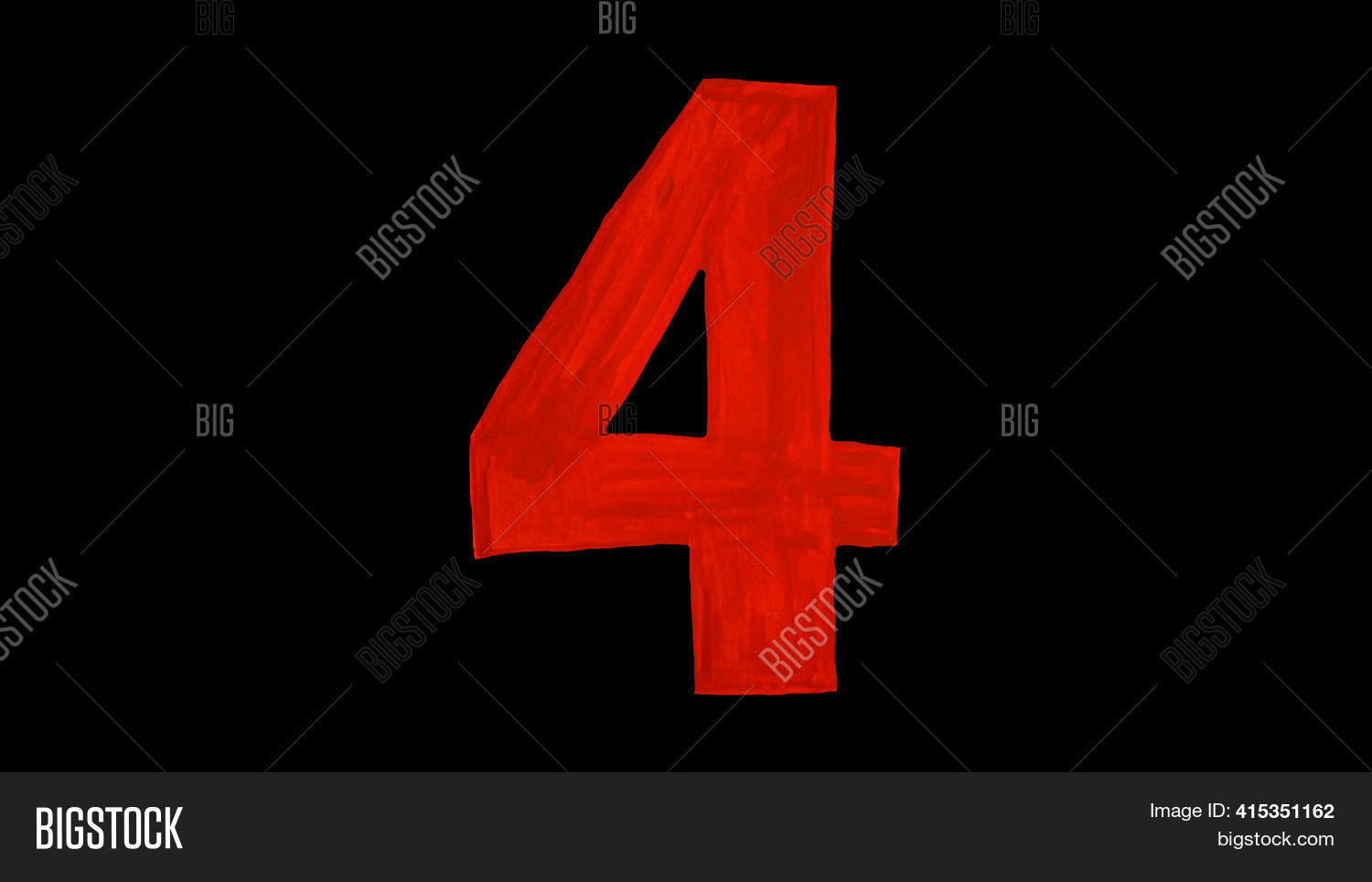 Red Number 4 Drawn Image & Photo (Free Trial) | Bigstock