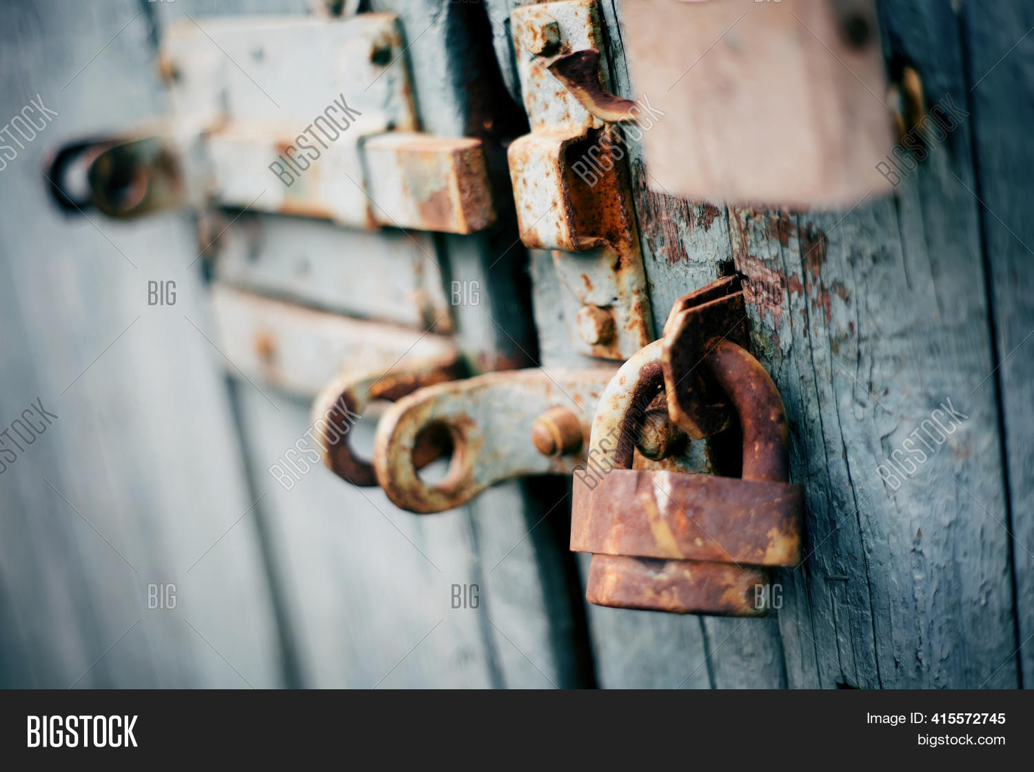 Rusty Old Lock On Blue Image & Photo (Free Trial) | Bigstock